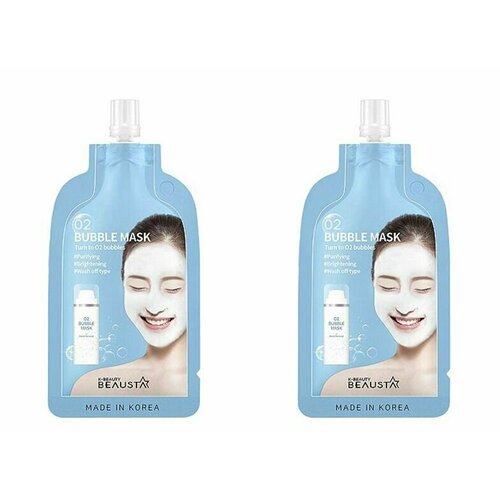 Маска для лица Beausta, O2 Bubble Mask, кислородная, 20 мл, 2 уп
