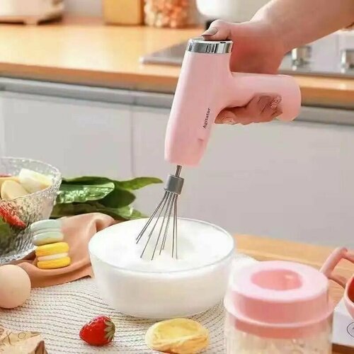 Миксер-блендер 3в1 розовый / беспроводной ручной измельчитель / миксер для взбивания / кухонные инструменты