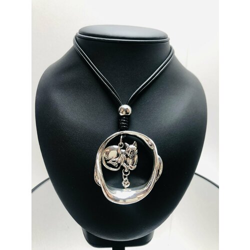 Колье Fashion jewelry Перо, металл, длина 75.2 см, черный, серебряный