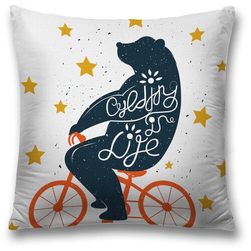 Наволочка декоративная на молнии, чехол на подушку JoyArty "Жизнь на велосипеде" 45х45 см