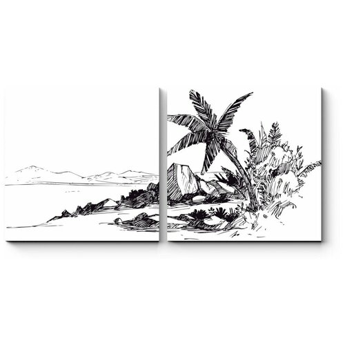 Модульная картина Зарисовка тропического пляжа 130x65