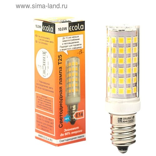 Лампа светодиодная Ecola, E14, T25, 10 Вт, 4000 K, 340град, для холодильников и швейных машин