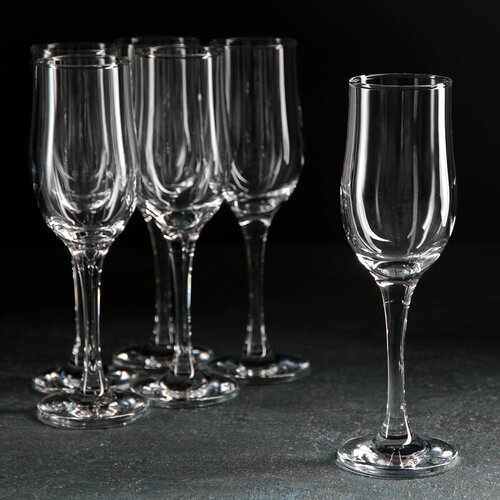 Paşabahçe Набор стеклянных бокалов для шампанского Tulipe, 190 мл, 6 шт