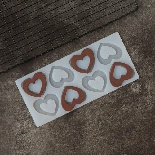 Форма силиконовая для шоколада Сердца, 8 ячеек