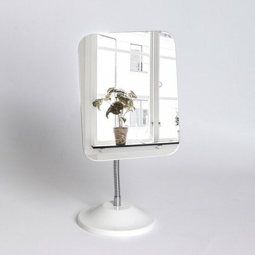 Зеркало настольное, на гибкой ножке, зеркальная поверхность 13,5 × 16,5 см, цвет белый