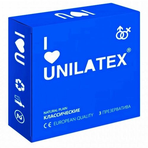 Классические презервативы Unilatex Natural Plain - 3 шт. 19 см телесный