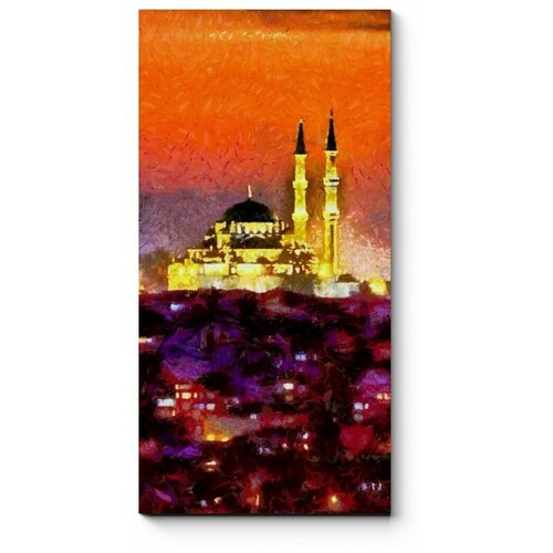 Модульная картина Сияющий Стамбул ночью 50x100