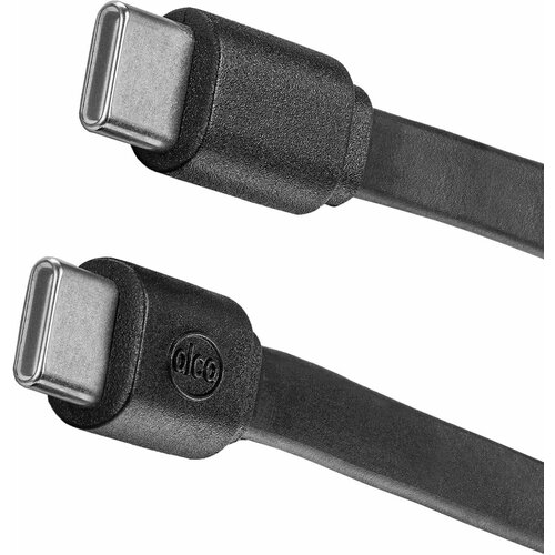 Кабель - провод для зарядки смартфона и других устройств, плоский USB Typ C / USB Typ C , черный