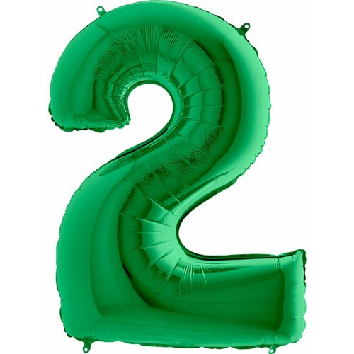 Воздушный шар Цифра 2, Зеленый, 101 см