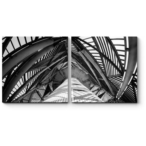 Модульная картина Винтовая черно-белая лестница120x60