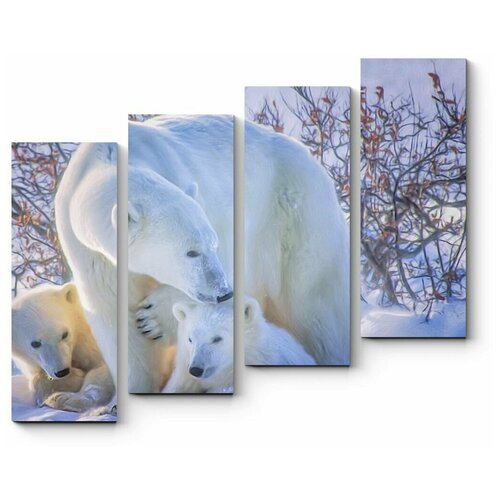 Модульная картина Семейная прогулка полярных медведей 150x129