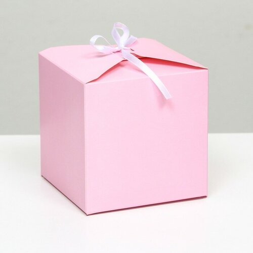 Коробка складная, квадратная, розовая, 12 х 12 х 12 см, 10 шт