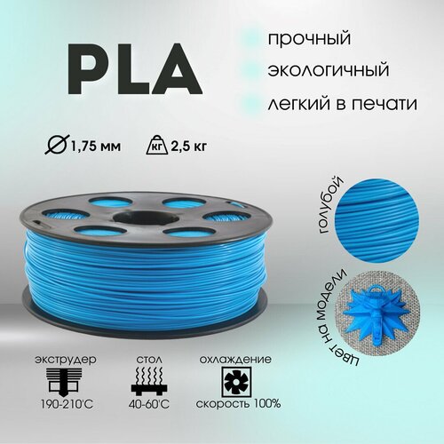 PLA пруток BestFilament 1.75 мм, 2.5 кг, 1 л, голубой, 1.75 мм