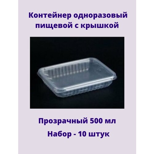 Контейнер одноразовый пищевой с крышкой, 500мл, 10штук