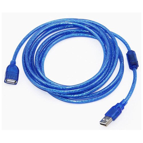 Кабель удлинитель USB 2.0 A(M) - USB A(F) синий 3м с фильтром AA