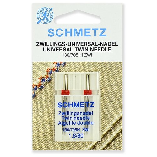 Игла/иглы Schmetz 130/705 H ZWI 1.6/80 двойные универсальные, серебристый, 2 шт.