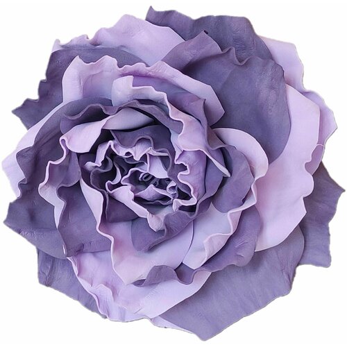 Заколка-брошь для волос/одежды/сумки крупный цветок роза лиловая двухцветная 1033м