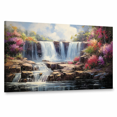 Интерьерная картина 100х60 "Пейзаж с водопадом"