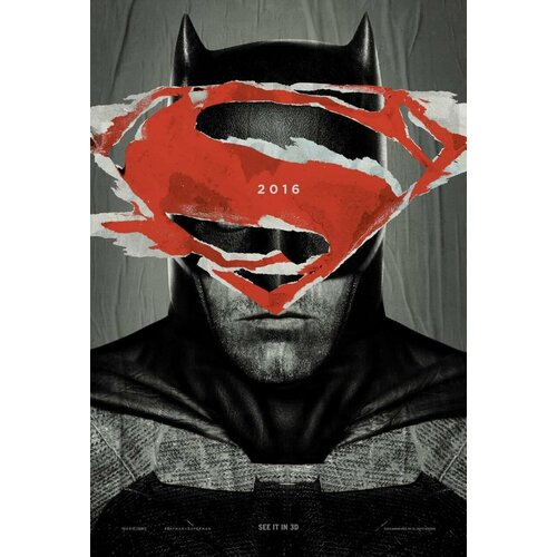 Плакат, постер на бумаге Бэтмен против Супермена: На заре справедливости (Batman v Superman: Dawn of Justice, 2016г). Размер 60 х 84 см
