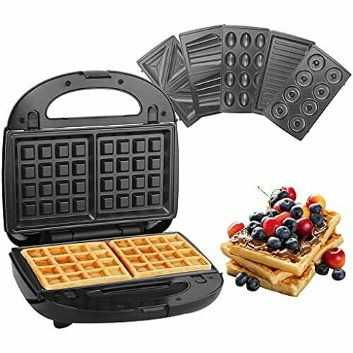 Plasaig Waffle Iron, сэндвичница 6-в-1, вафельница, антипригарное покрытие для классических вафель, мини-вафельница, 750 Вт