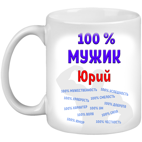 Кружка Юрий / Юра 100% мужик, белая