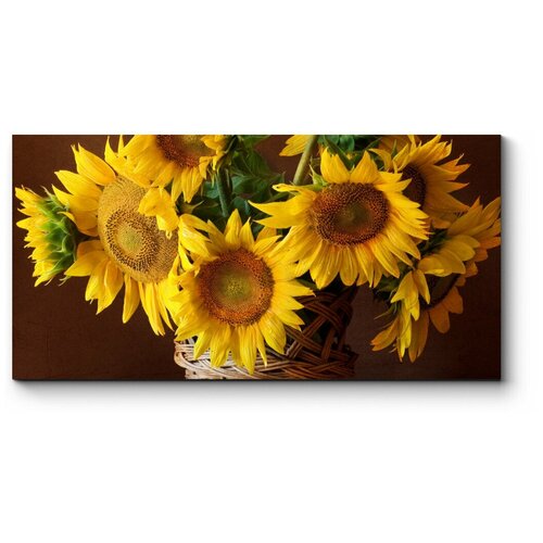 Модульная картина Солнечные цветы 70x35