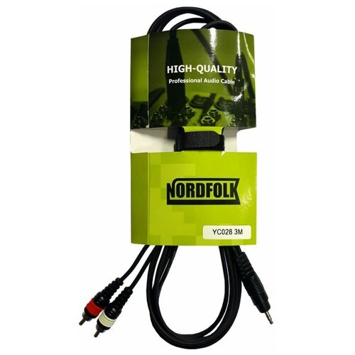 NordFolk NYC028 1.5M Инсертный кабель 3.5 mini jack stereo - 2 x RCA, литые разъемы, 1.5 м.