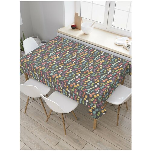 Скатерть прямоугольная JoyArty на кухонный стол "Модные бабочки" из оксфорда, 120x145 см
