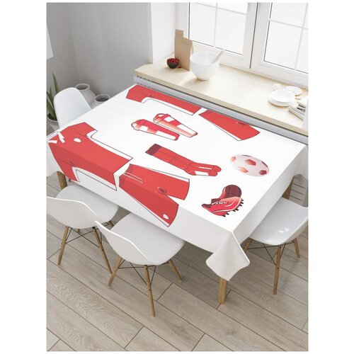Скатерть прямоугольная JoyArty на кухонный стол "Форма футболиста" из оксфорда, 120x145 см