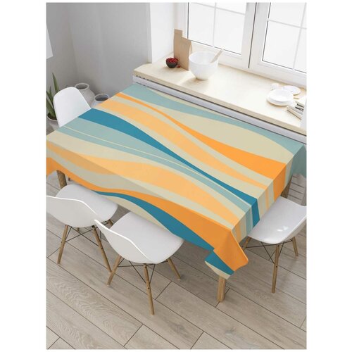 Скатерть прямоугольная JoyArty на кухонный стол "Цветной волнистый узор" из оксфорда, 180x145 см