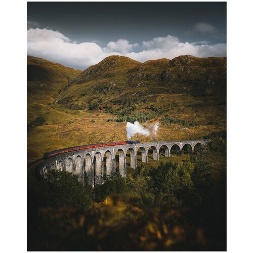 Постер / Плакат / Картина Поезд на виадуке Гленфиннан - Шотландия 40х50 см в раме