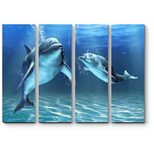Модульная картина Счастливые дельфины 150x113