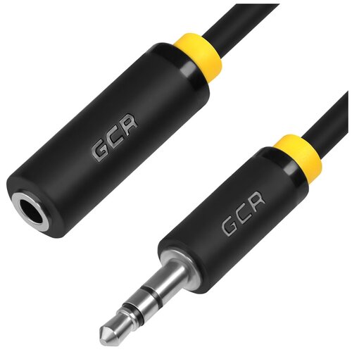Удлинитель GCR AUX jack 3.5mm (GCR-STM1114), 0.25 м, черный/желтый