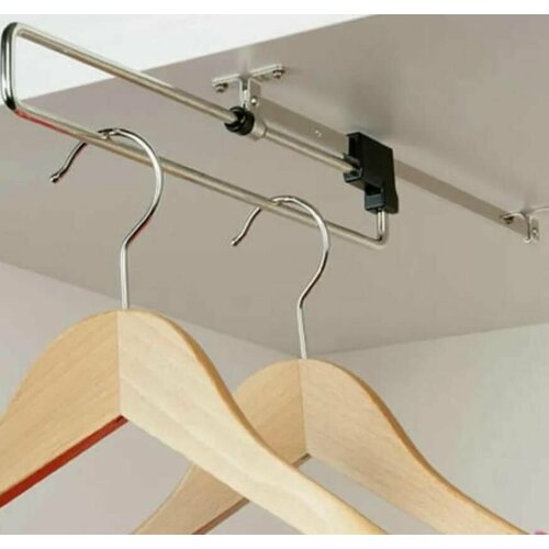 Выдвижная, телескопическая штанга - вешалка в шкаф для одежды / Раздвижная потолочная вешалка для гардеробной или шкафа купе 500мм