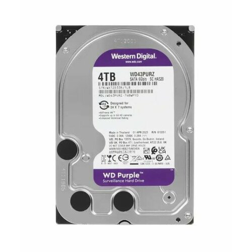 4 ТБ Внутренний жесткий диск Western Digital Purple 3.5" 5400 (WD43PURZ)