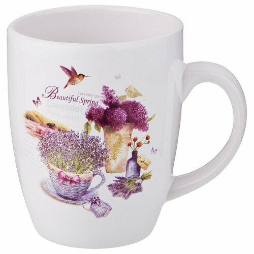 Кружка керамическая Agness Лавандовая весна 300 мл, чашка для чая и кофе Agness Керамика