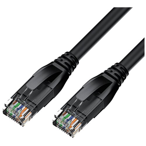 GCR Патч-корд PROF прямой 0.15m, UTP медь кат.5e, черный, литой, 24 AWG, ethernet 1 Гбит/с, RJ45, T568B