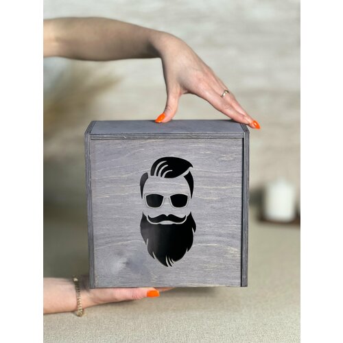 Коробка деревянная для упаковки подарка и хранения бокс пенал мужской с крышкой
