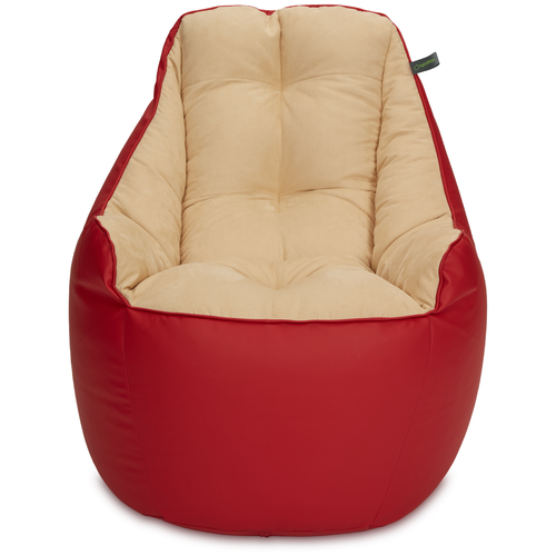 Кресло мешок «Босс», эко-кожа и велюр, Красный и бежевый