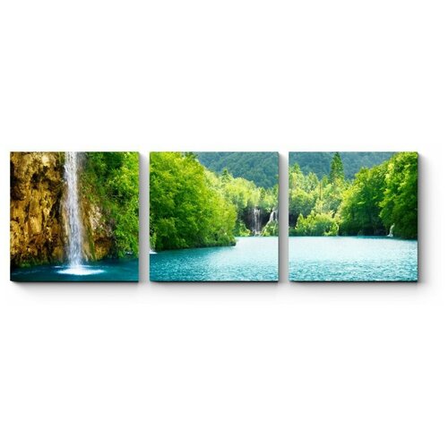 Модульная картина Водопад в лесах Хорватии 100x33