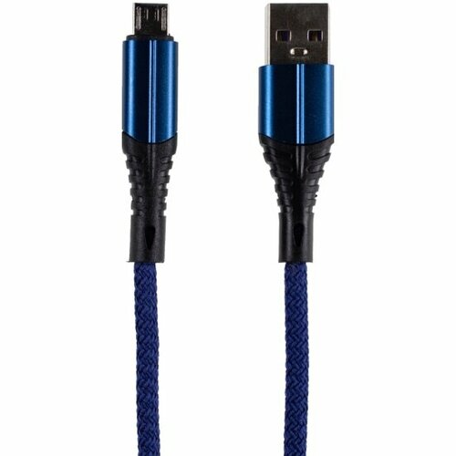 Кабель Zibelino USB-A - microUSB, 2.1 А, 1 м, нейлоновый, синий