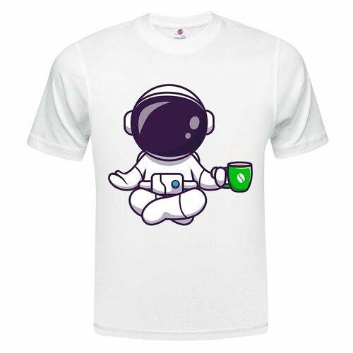 Футболка  Детская футболка ONEQ 104 (4-5) размер с принтом Космонавт, белая, размер 4-5, белый