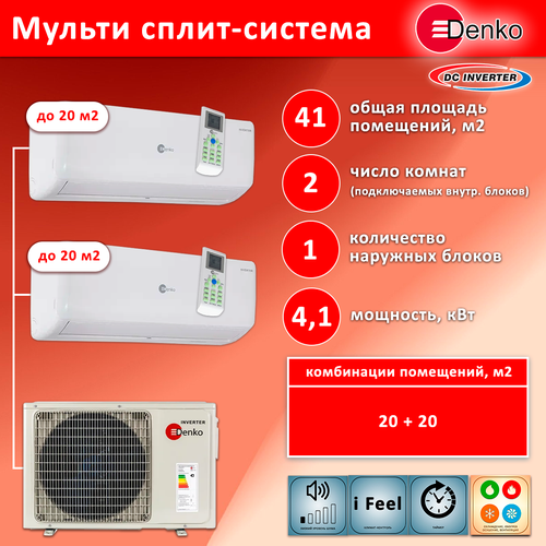 Denko на 2 комнаты 7+7 инвертор