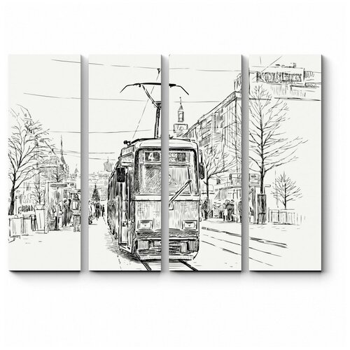 Модульная картина Городской пейзаж в черно-белом 110x83