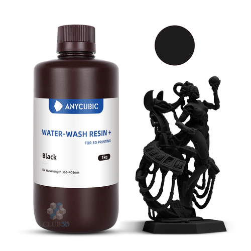 Фотополимерная смола Вода смываемая Anycubic Water-Wash Resin UV для 3Д принтеров LCD DLP 405нм , Черная (Black) , 1 литр