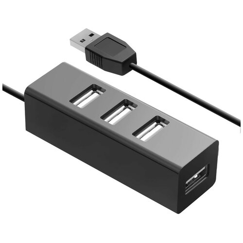 USB-концентратор  Ginzzu GR-474UB, разъемов: 4, 110 см, черный