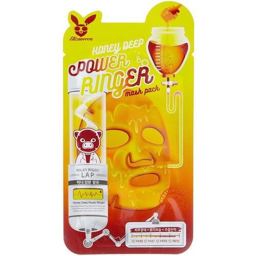 Elizavecca питательная тканевая маска с экстрактом мёда Honey Deep Power Ringer Mask Pack, 23 мл