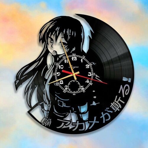 Настенные часы из виниловой пластинки с изображением героев мультфильма Akame ga Kill