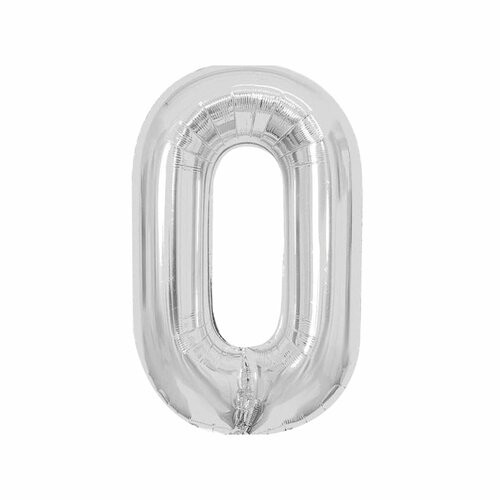 Воздушный шар, 40", MESHU, цифра 0, серебро, фольгированный - 5 шт.