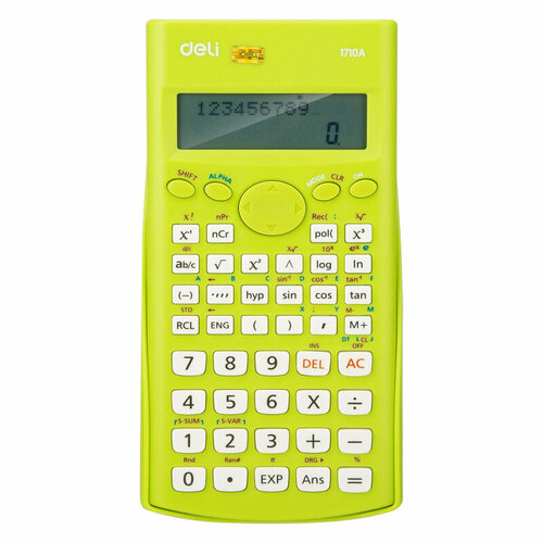 Калькулятор научный (ЕГЭ) Deli,12раз, LCD-диспл, пит от бат, зелен E1710A/GRN
